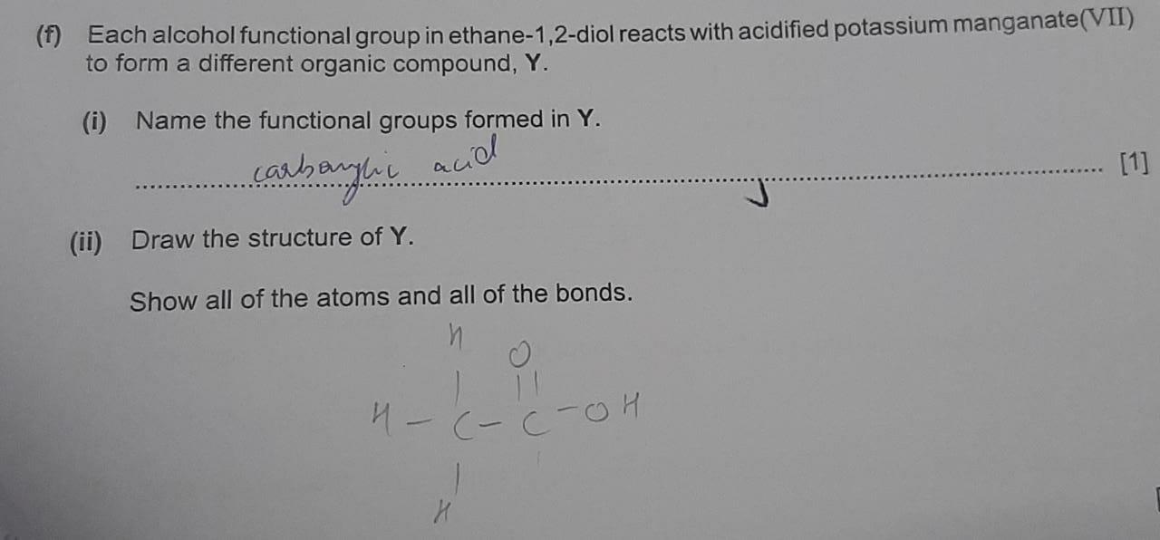 Solved (f) Each alcohol functional group in ethane-1,2-diol | Chegg.com