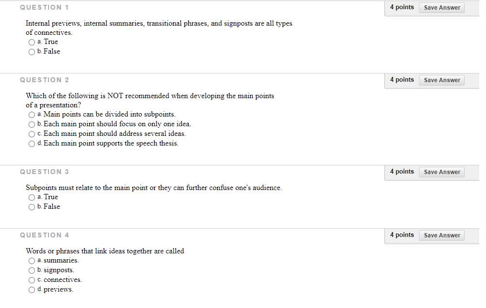 Solved QUESTION 1 4 points Save Answer Internal previews, | Chegg.com