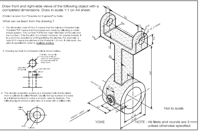 78 Draw front and right-side views of the following | Chegg.com