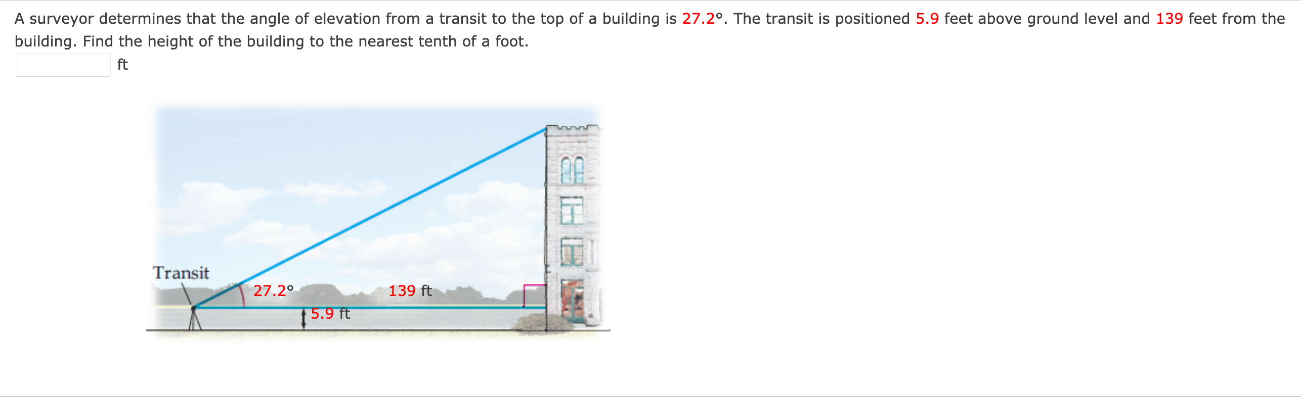 Solved A surveyor determines that the angle of elevation | Chegg.com