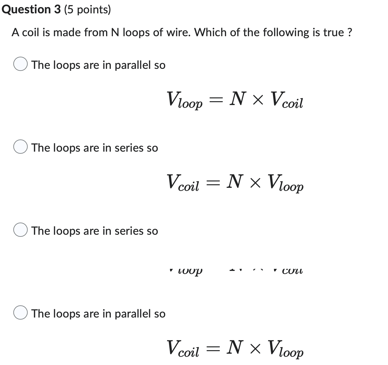 Solved Question 3 (5 ﻿points)A coil is made from N loops of | Chegg.com
