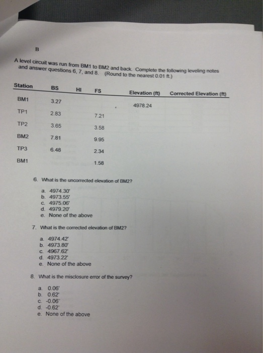 Solved circuit was run from BM1 to BM2 and back Complete the | Chegg.com