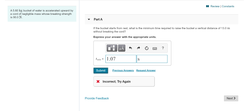 Solved Review Constants A 5.60 kg bucket of water is | Chegg.com
