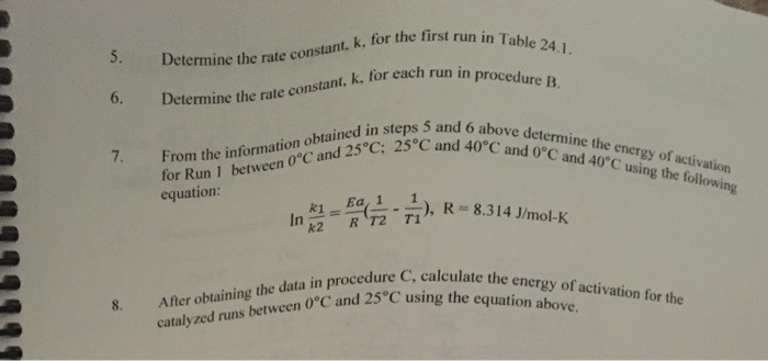 CHEMICAL KINETICS EXPERIMENT 24 EQUIPMENT AND | Chegg.com