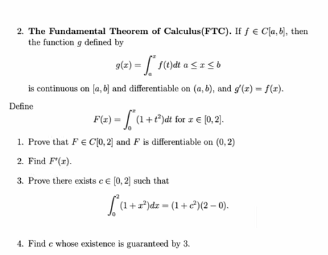 Solved 2. The Fundamental Theorem of Calculus(FTC). If f e | Chegg.com
