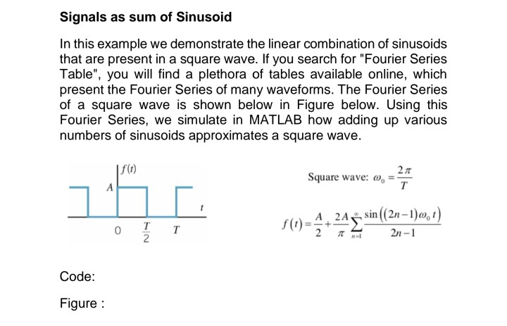 Solved Signals as sum of Sinusoid In this example we | Chegg.com