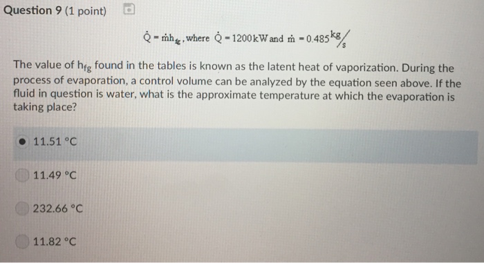 Solved Q = mh_fg, where Q = 1200 kW and m = 0.485 kg/s The | Chegg.com