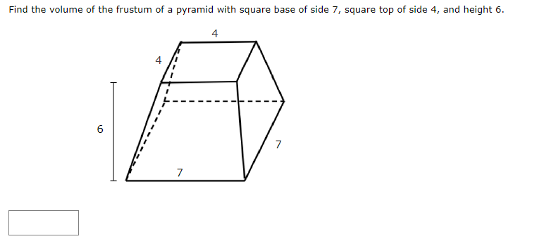 Solved Find the volume of the frustum of a pyramid with | Chegg.com