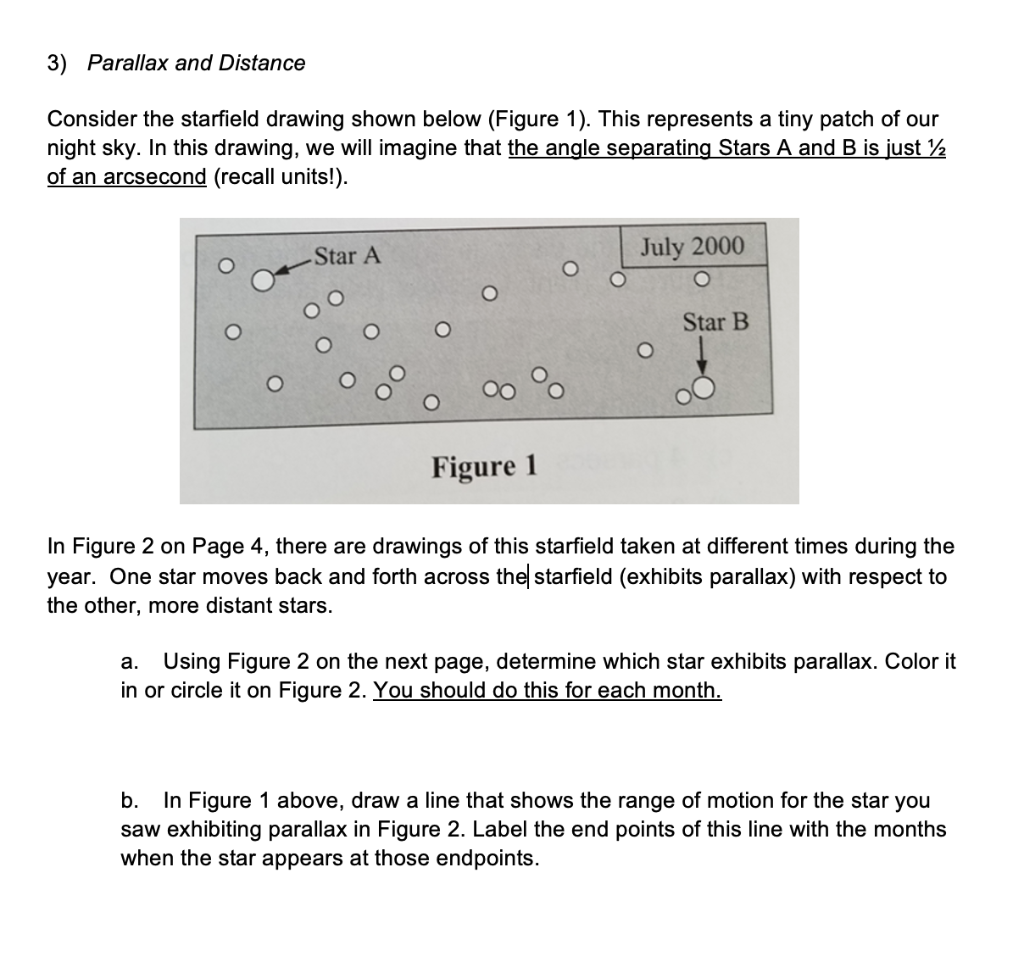 Solved 3) Parallax and Distance Consider the starfield | Chegg.com