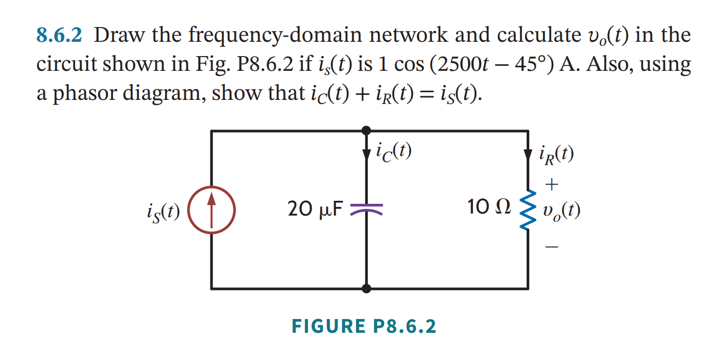 Solved 8.6.2 Draw the frequency-domain network and calculate | Chegg.com