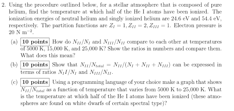 Solved 2. Using the procedure outlined below, for a stellar | Chegg.com