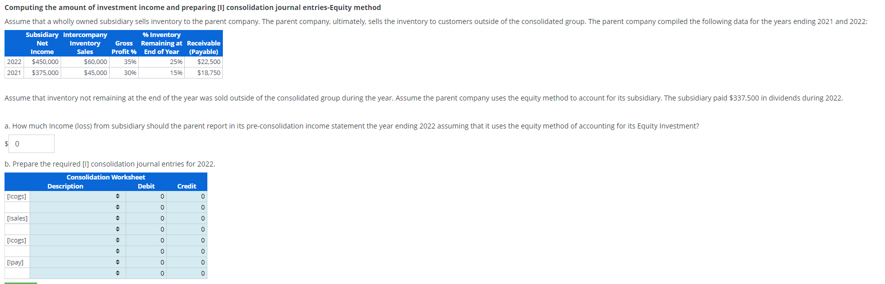 Solved Computing the amount of investment income and | Chegg.com