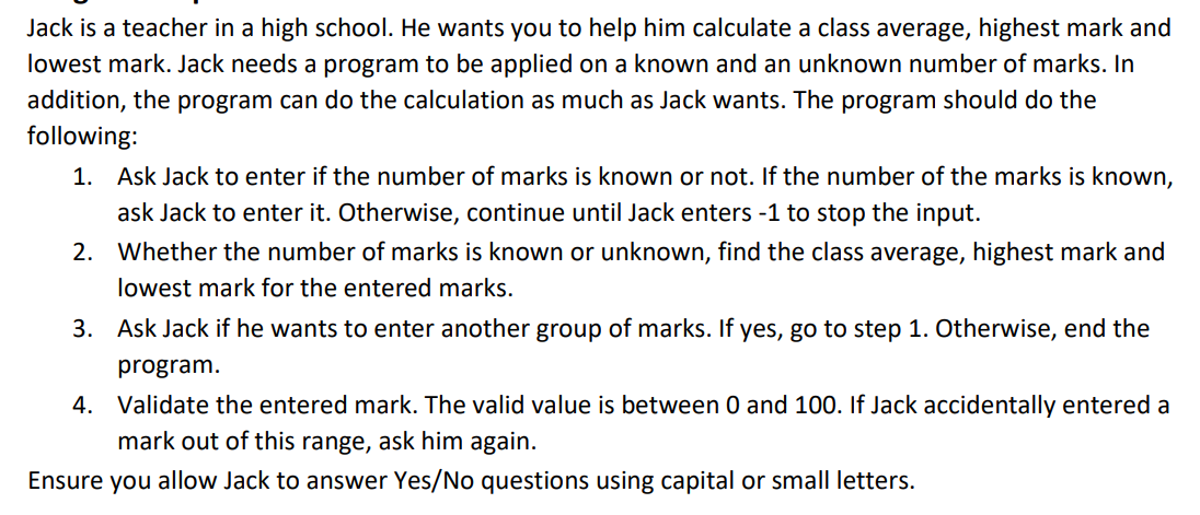 Solved Jack is a teacher in a high school. He wants you to | Chegg.com