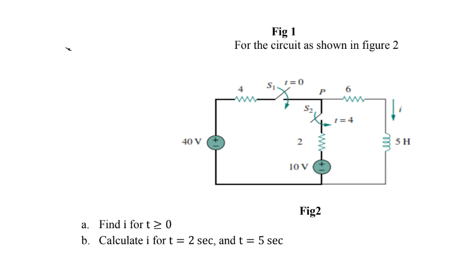 Solved Fig 1 For the circuit as shown in figure 2 Fig2 a. | Chegg.com