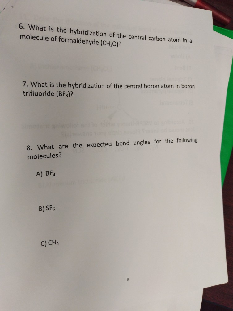 Solved 6. What is the hybridization of the central carbon | Chegg.com