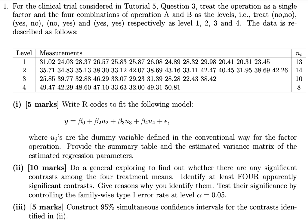 For the clinical trial considered in Tutorial 5, | Chegg.com