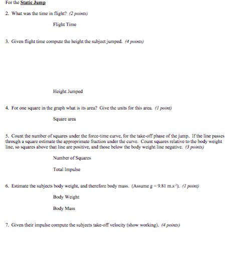 C. Vertical Jump Analysis I Experiment A force plate | Chegg.com