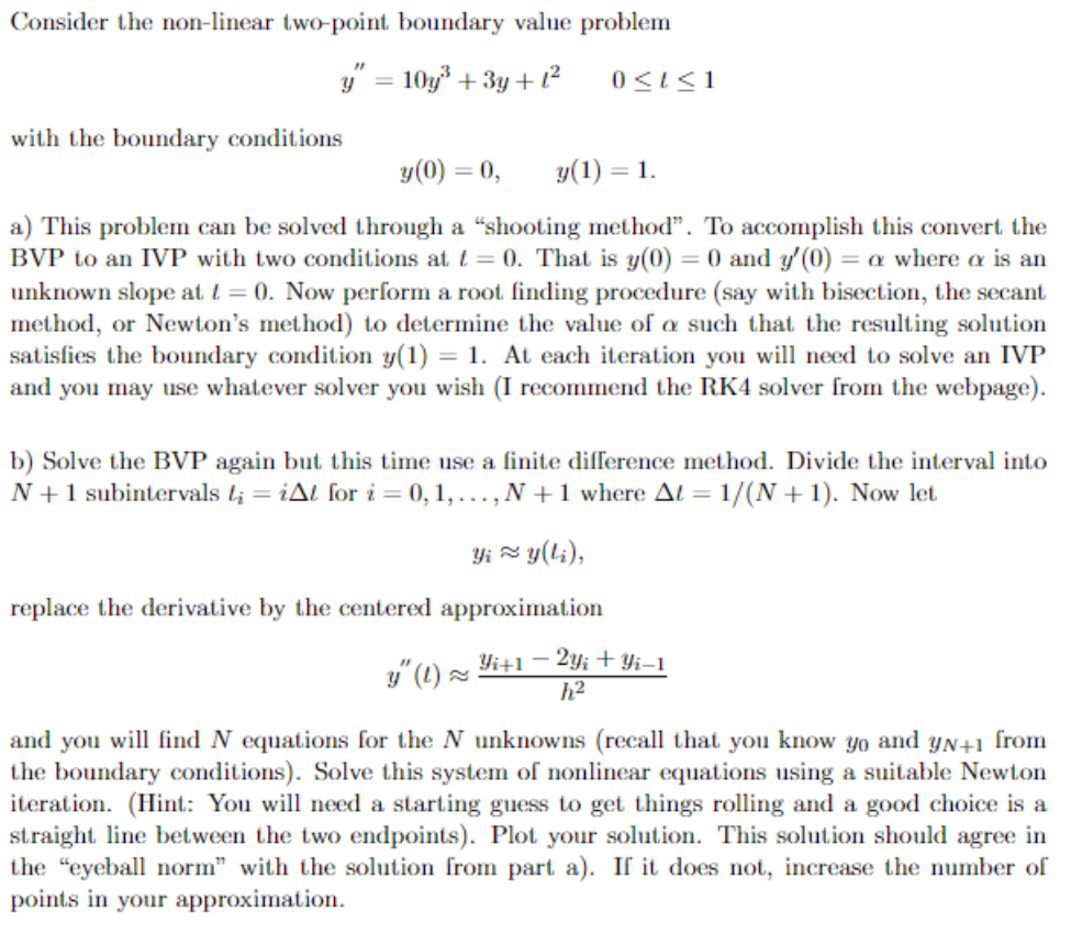 Solved Consider the non-linear two-point boundary value | Chegg.com