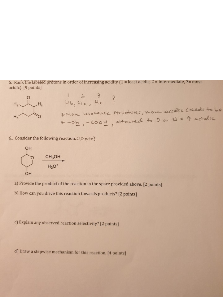 Solved 5. Rank the labeled protons in order of increasing | Chegg.com