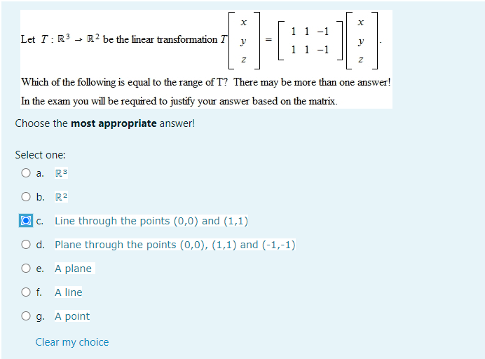 Solved 1 1 - 1 Let T: R3 + R2 be the linear transformation T | Chegg.com