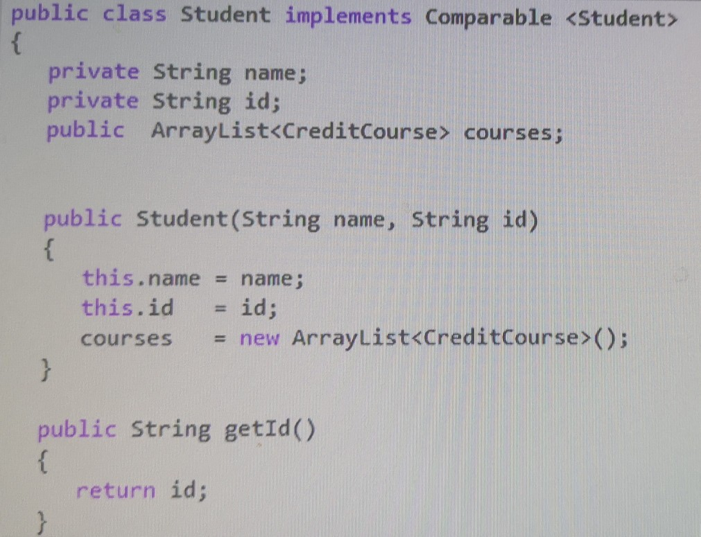public class Student implements Comparable private | Chegg.com