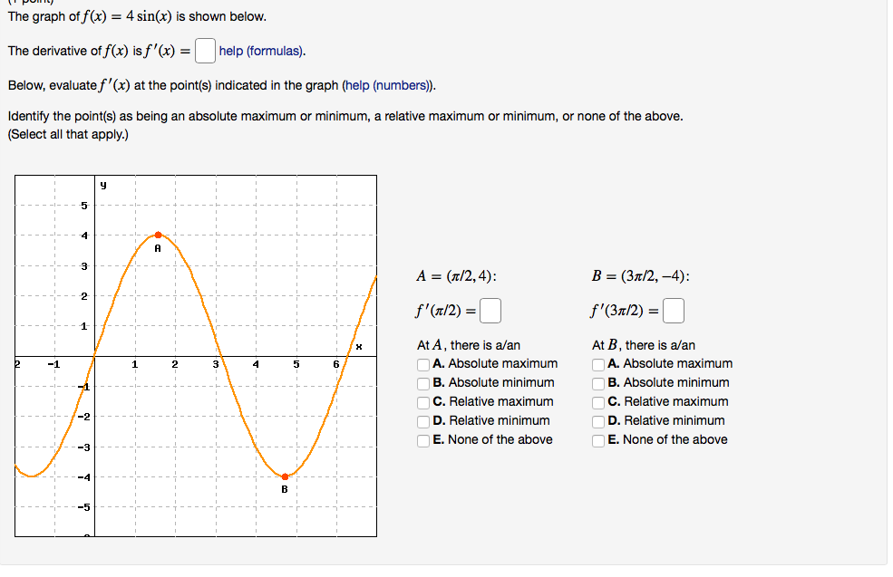 Solved IPOH The graph of f(x) = 4 sin(x) is shown below. The | Chegg.com
