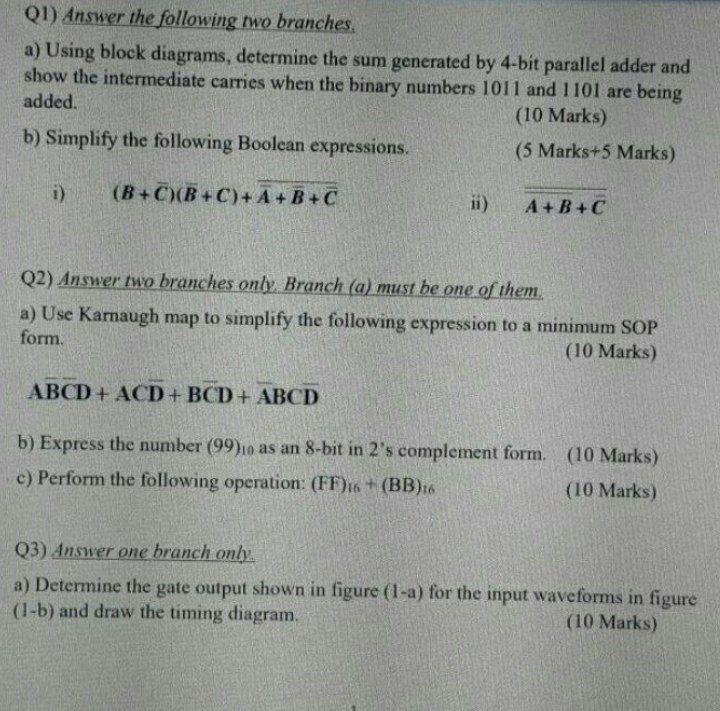 Solved Q1) Answer the following two branches. a) Using block | Chegg.com