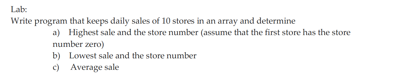 Solved Lab: Write program that keeps daily sales of 10 | Chegg.com