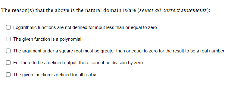 Solved Identify the natural domain of each of the following | Chegg.com