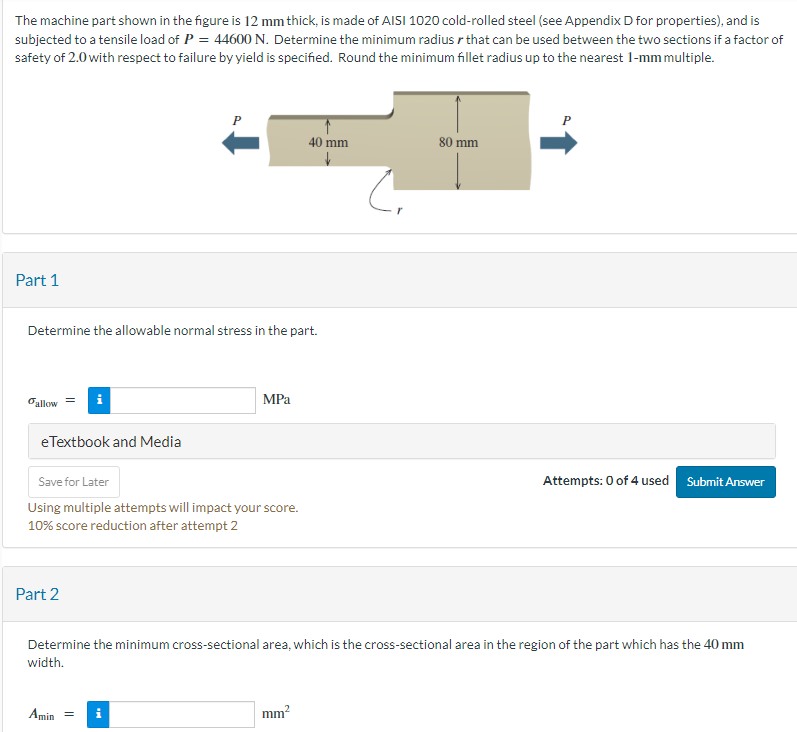 Solved The machine part shown in the figure is 12 mm thick, | Chegg.com