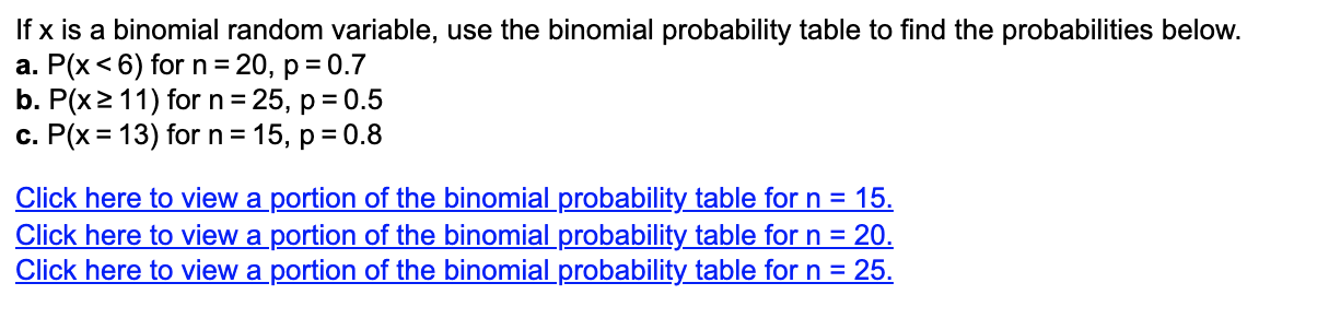 Solved If x is a binomial random variable, use the binomial | Chegg.com