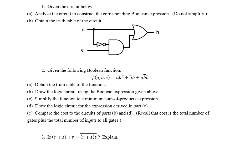 Solved 1. Given the circuit below: (a) Analyze the circuit | Chegg.com