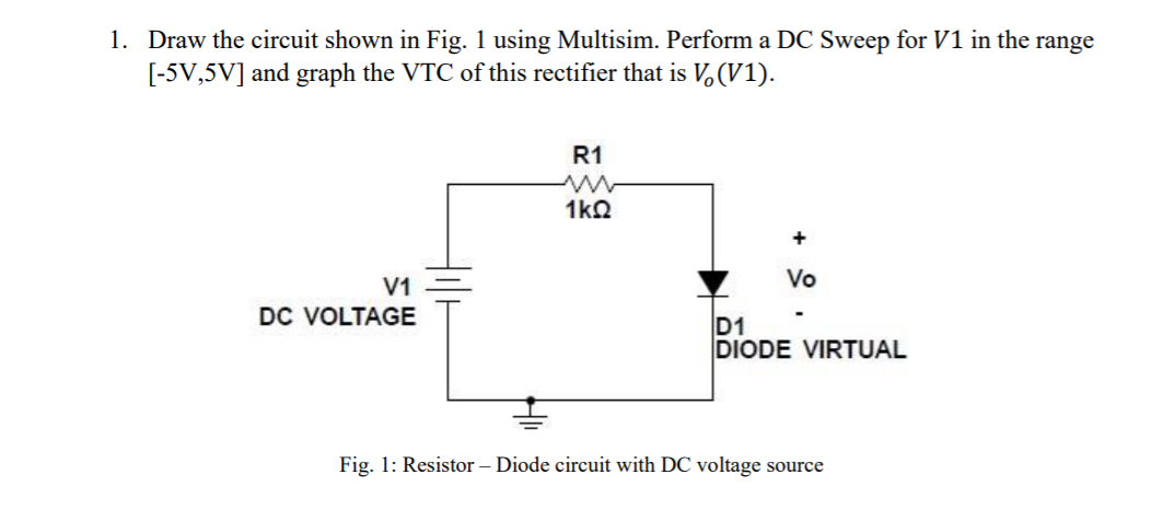 Solved Draw the circuit shown in Fig. 1 using Multisim. | Chegg.com