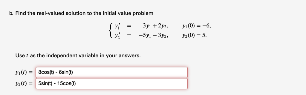 Solved b. Find the real-valued solution to the initial value | Chegg.com