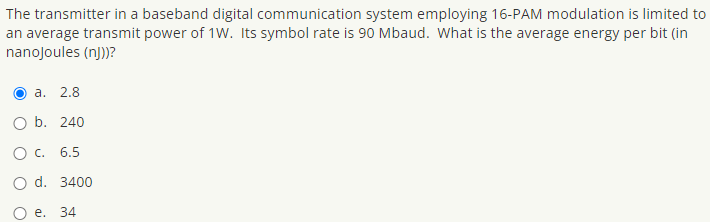 Solved The transmitter in a baseband digital communication | Chegg.com