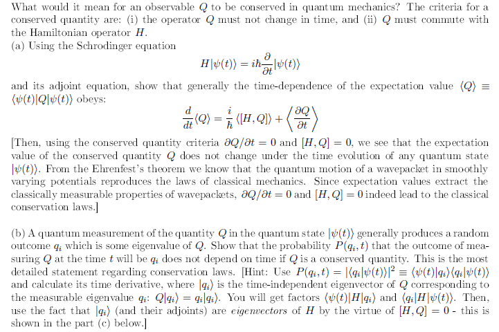 Solved What would it mean for an observable Q to be | Chegg.com
