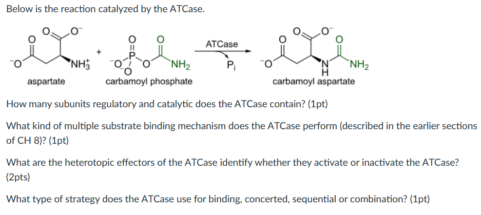 Solved Below Is The Reaction Catalyzed By The Atcase How