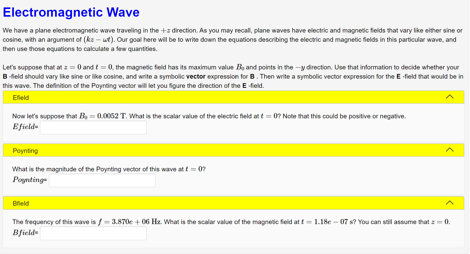 Solved We have a plane electromagnetic wave traveling in the | Chegg.com