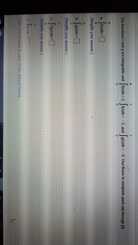 Solved The Functions F And G Are Integrable And F X Dx 2