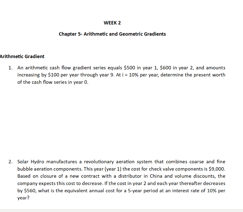 Solved Chapter 5- Arithmetic and Geometric Gradients thmetic | Chegg.com