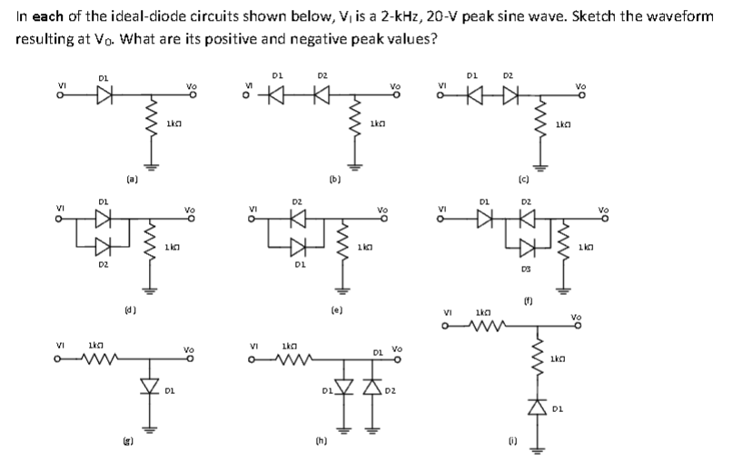 Solved In ﻿each of ﻿the ideal-diode circuits shown below, | Chegg.com