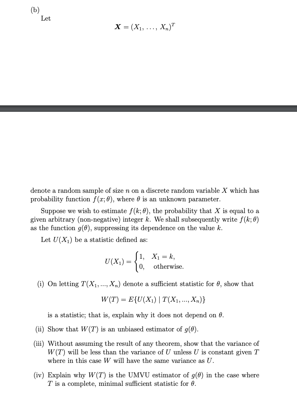 Solved Let X=(X1,…,Xn)T denote a random sample of size n on | Chegg.com