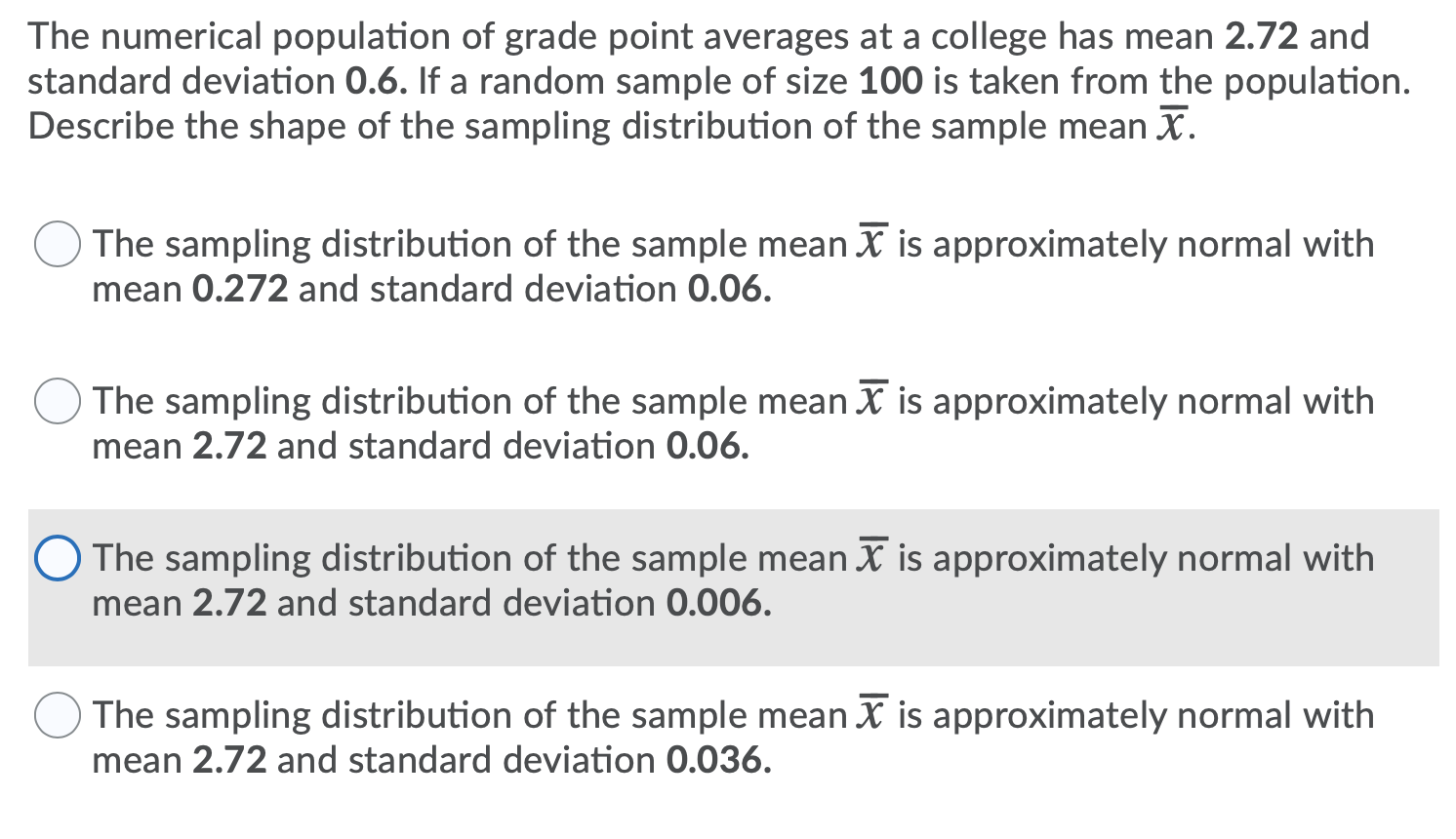 Solved The numerical population of grade point averages at a | Chegg.com