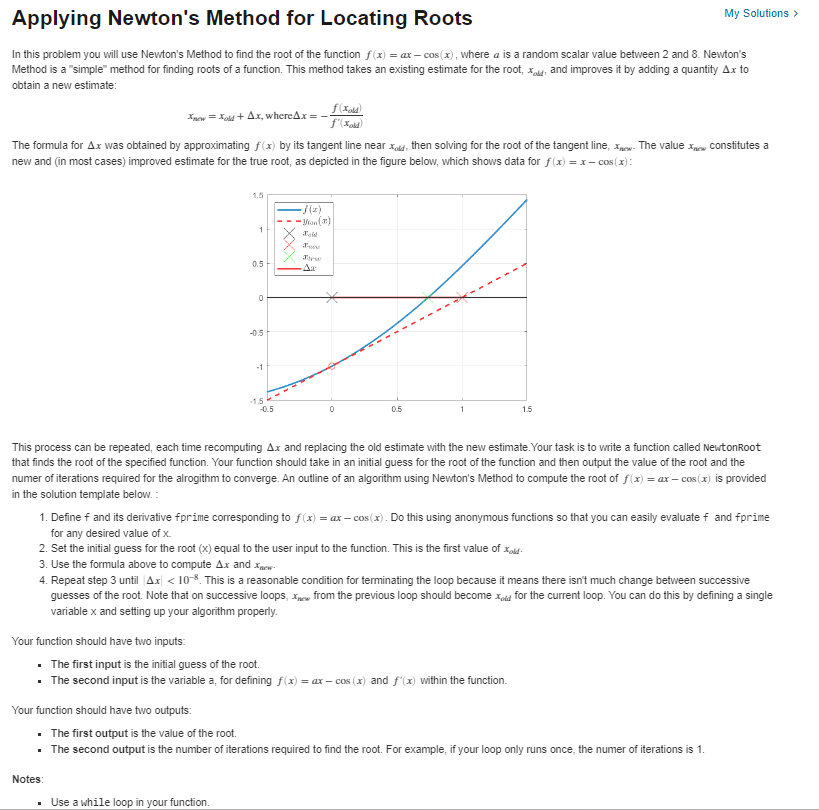 Solved Applying Newton's Method for Locating Roots My | Chegg.com