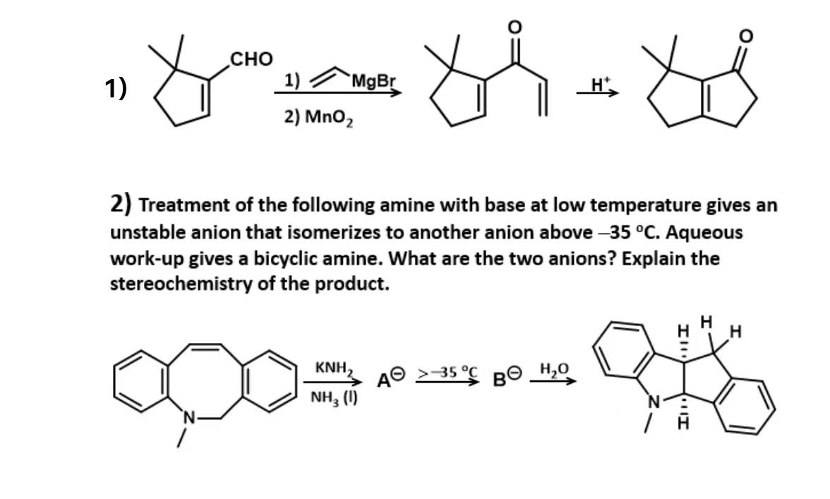Solved 1) 2) MnO2 H+ 2) Treatment of the following amine | Chegg.com