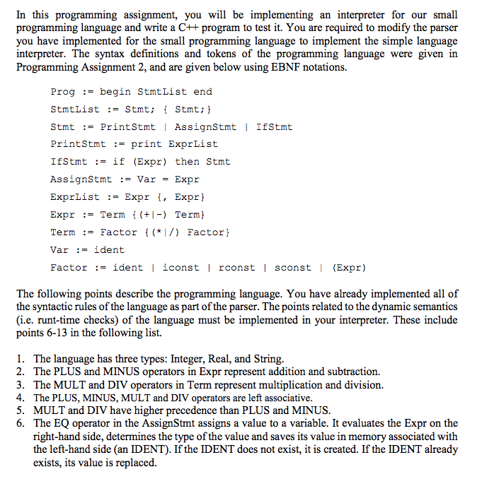 Stmt In this programming assignment, you will be | Chegg.com