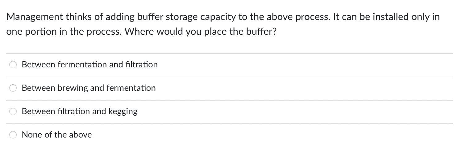 Solved Management thinks of adding buffer storage capacity | Chegg.com
