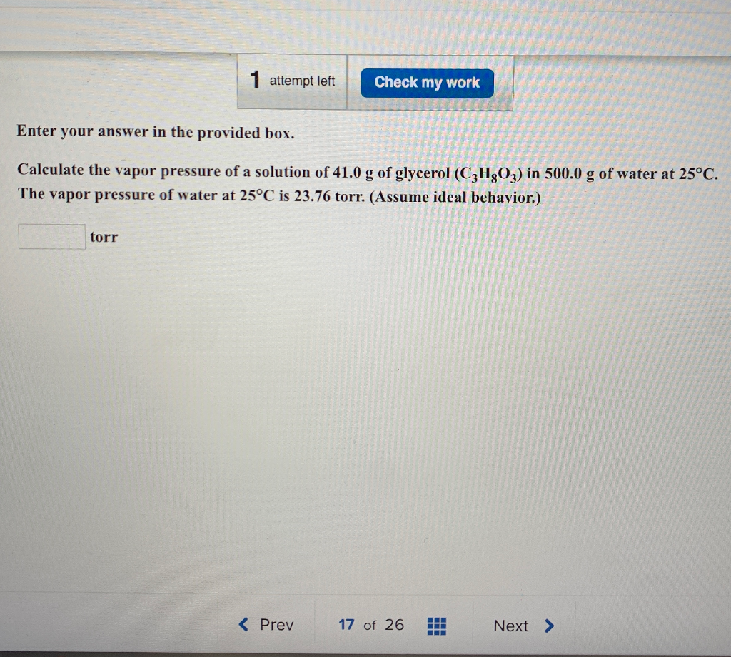 Solved 1 attempt left Check my work Enter your answer in the | Chegg.com