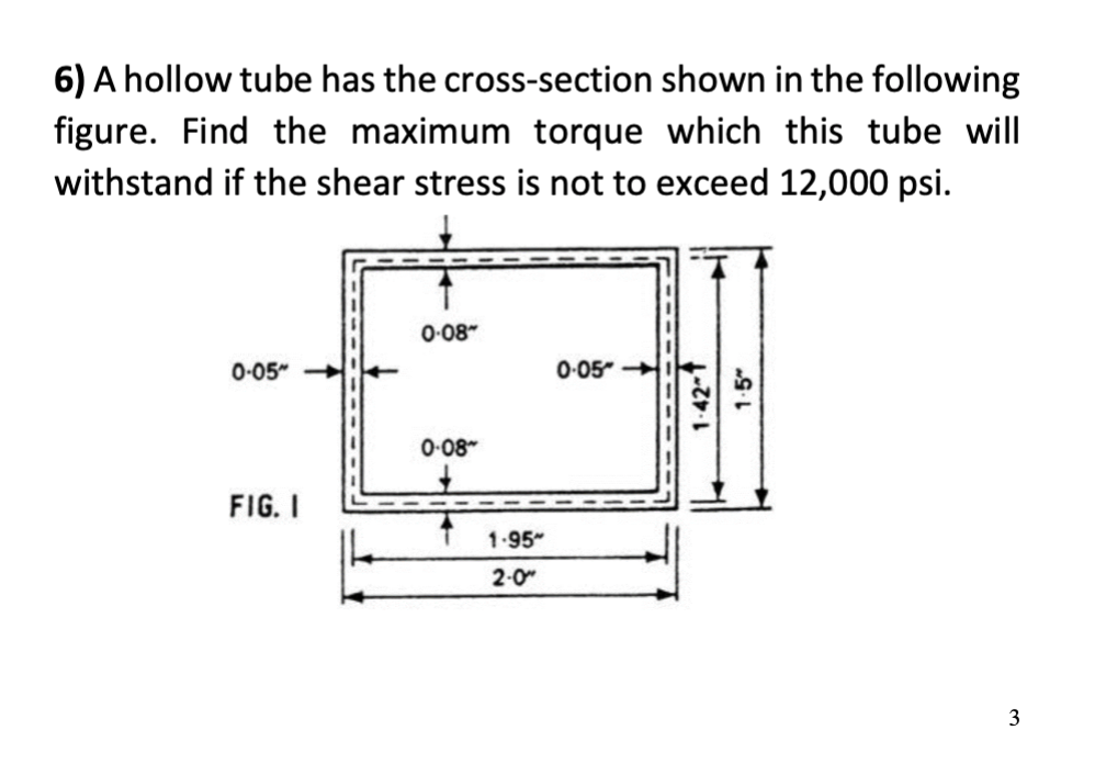 Solved 6) A hollow tube has the cross-section shown in the | Chegg.com