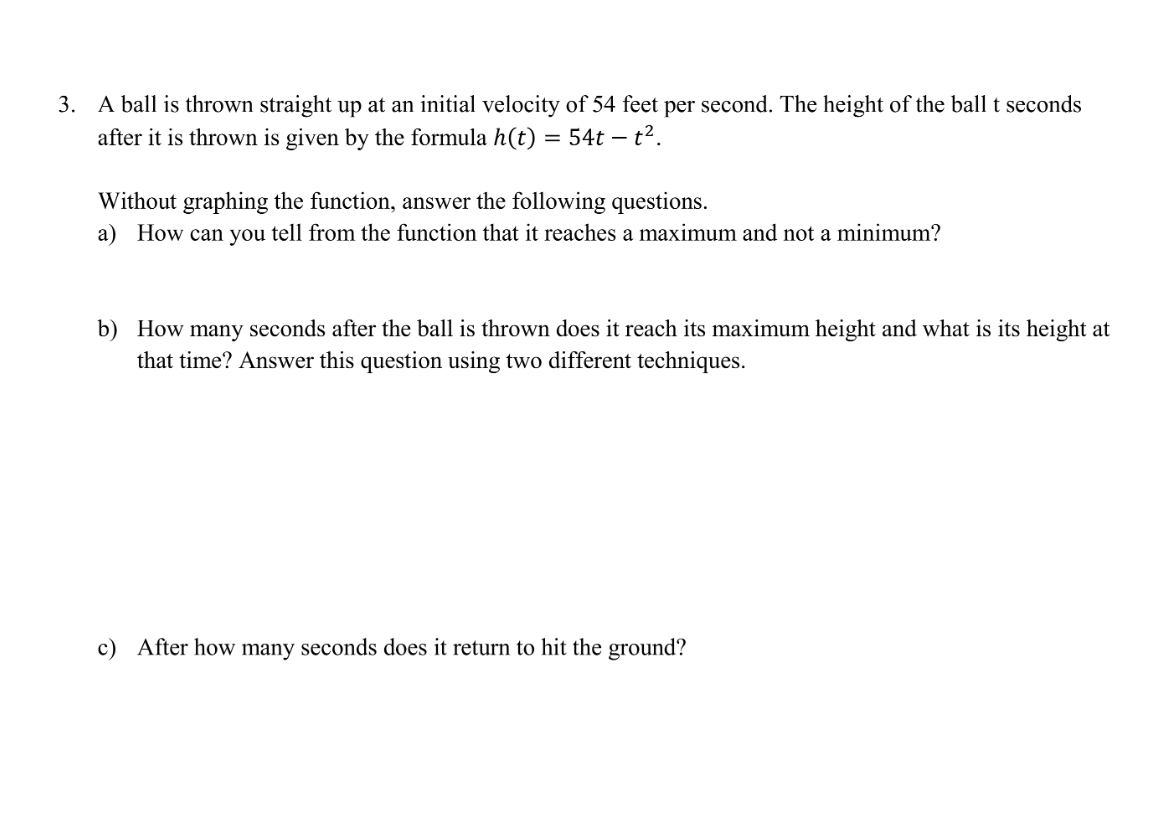 Solved 3. A ball is thrown straight up at an initial | Chegg.com